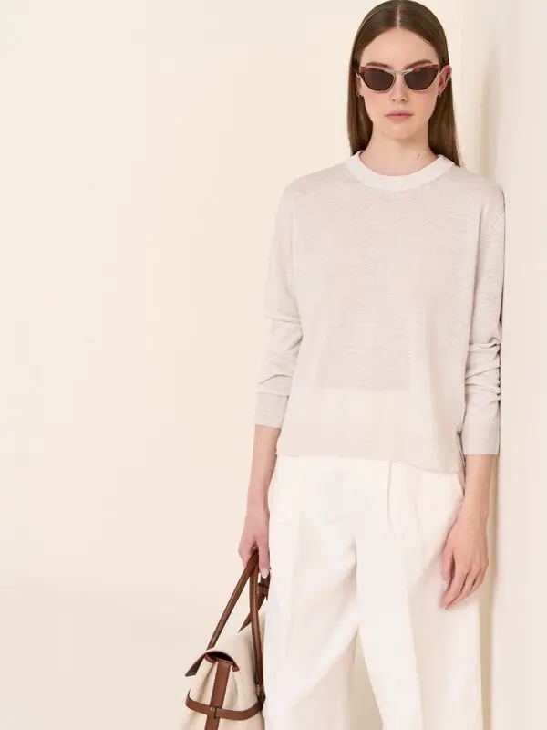 Max Mara Linen Yarn Crew-neck Sweater - Milk