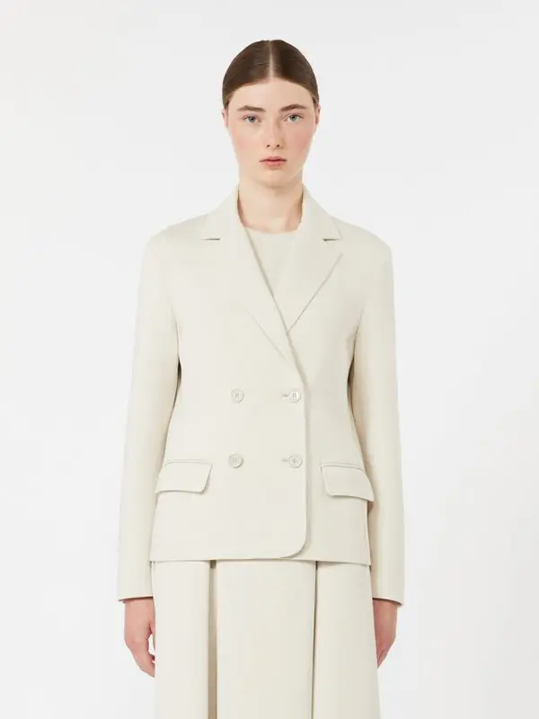 Max Mara Double-breasted Scuba Jersey Jacket - Beige