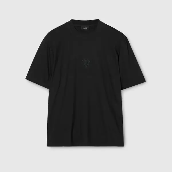 Gucci Soft Rayon Jersey T-shirt With Embroidery - Black
