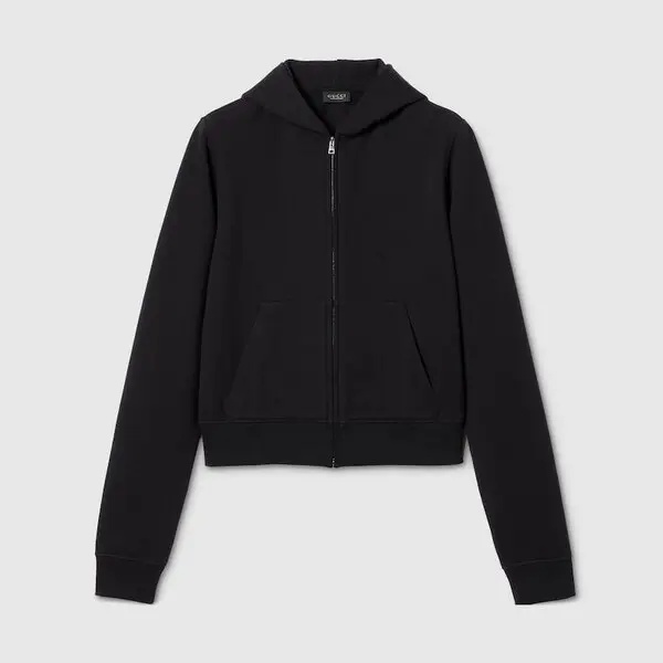 Gucci Cotton Jersey And Cashmere Zip Jacket - Black