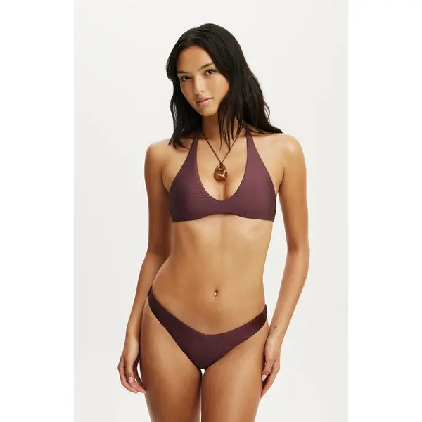 Cotton:on Scoop Neck Halter Bikini Top - Plum Kiss Shimmer