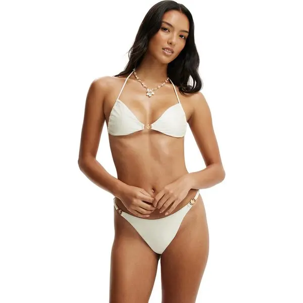 Cotton:on Side Gather Bralette Bikini Top - Coconut Milk Gloss