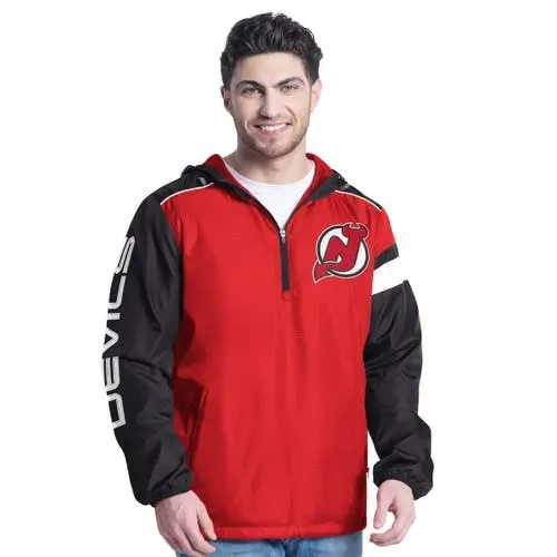 G-III SPORTS BY CARL BANKS New Jersey Devils Lateral Half-zip Hoodie Jacket - Red