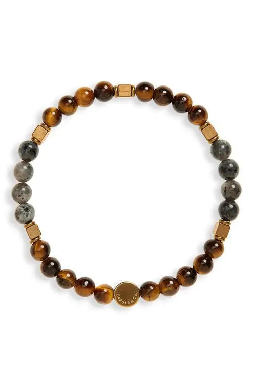 Caputo & Co Tiger Eye Beaded Bracelet - Yellow Tiger Eye