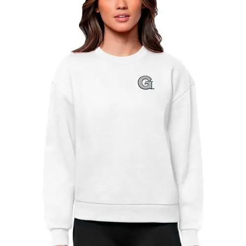 ANTIGUA Georgetown Hoyas Logo Victory Crewneck Pullover Sweatshirt - White
