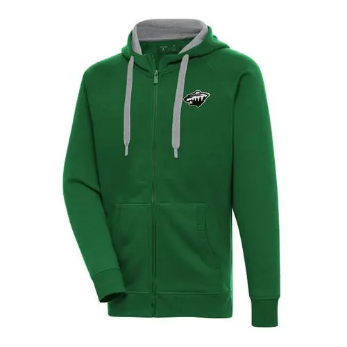 ANTIGUA Green Minnesota Wild Metallic Logo Victory Full-zip Hoodie - Hunter Green