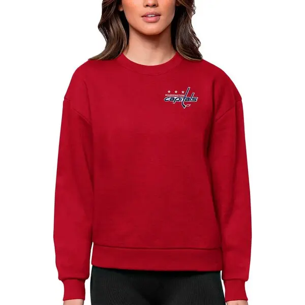 ANTIGUA Washington Capitals Primary Logo Victory Crewneck Pullover Sweatshirt
