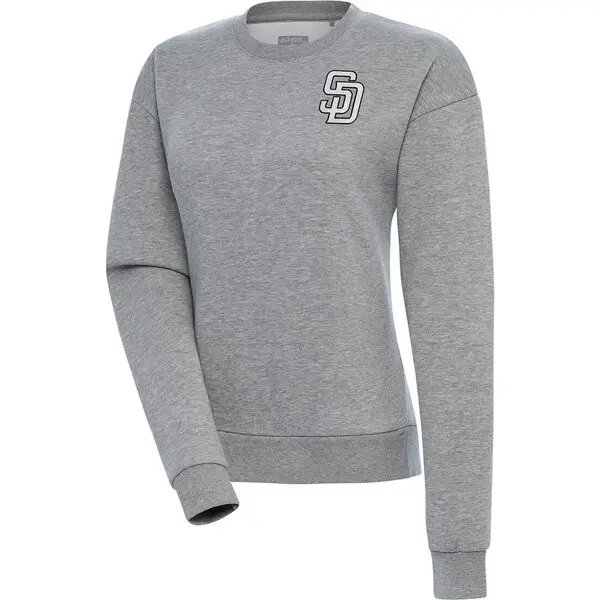 ANTIGUA San Diego Padres Brushed Metallic Victory Pullover Sweatshirt - Heather Gray