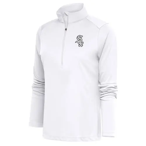 ANTIGUA Chicago Sox Brushed Metallic Tribute Half-zip Pullover Top - White