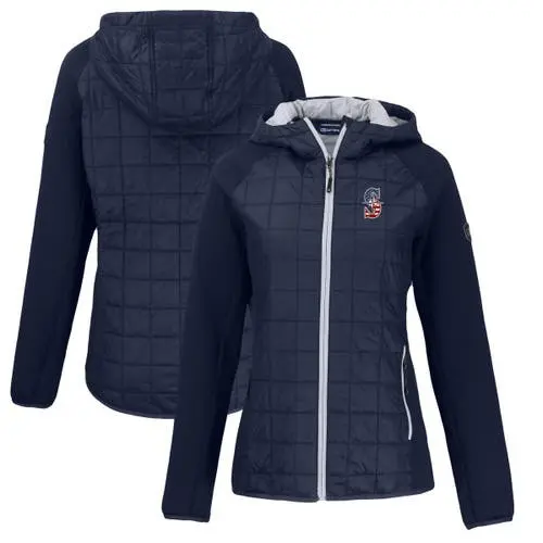 Cutter & Buck Seattle Mariners Americana Rainier Primaloft Eco Raglan Full-zip Hybrid Jacket - Navy