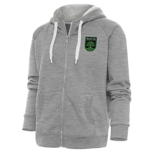 ANTIGUA Austin Fc Logo Victory Full-zip Hoodie - Heather Gray