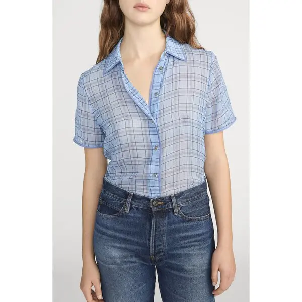 FRAME The Essential Plaid Silk Button-up Shirt