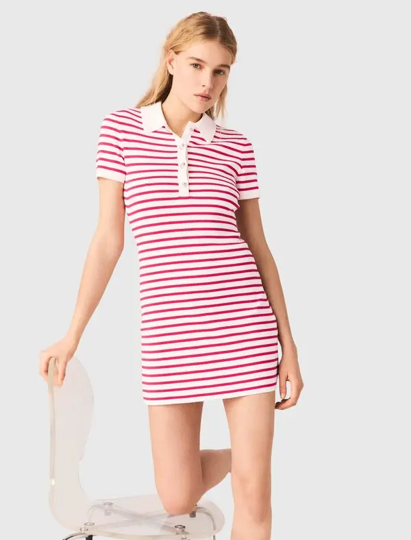 Maje Striped Knit Polo Dress
