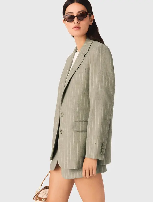 Maje Woman's Linen Linen Blend Suit Jacket