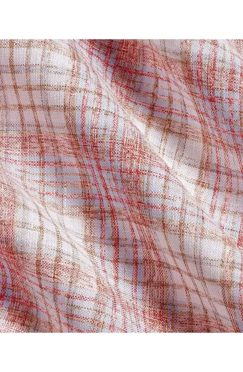 David Donahue Linen Check Sport Shirt - Red/multi