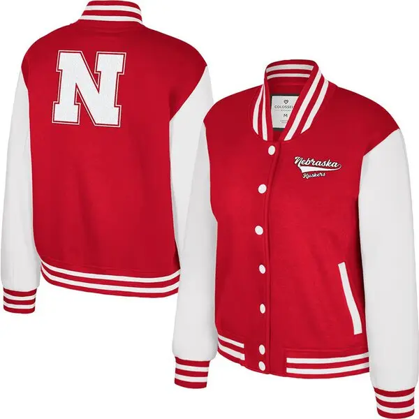 COLOSSEUM Texas Nebraska Huskers French Baguette Full Snap Fleece Jacket - Scarlet