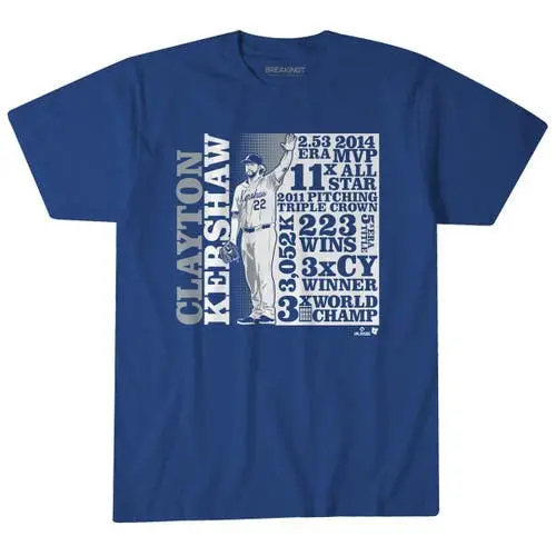 BREAKINGT Clayton Kershaw Los Angeles Dodgers Goat List T-shirt - Royal