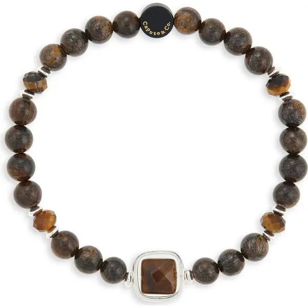 Caputo & Co Stone Beaded Stretch Bracelet - Yellow Tiger Eye