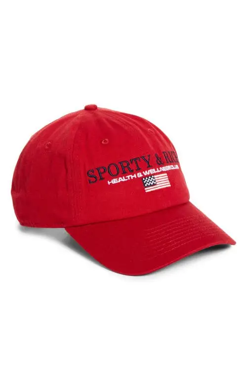 SPORTY & RICH Nautical Embroidered Baseball Cap - Ruby