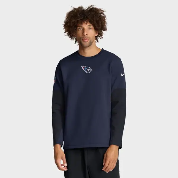 Nike Tennessee Titans Sideline Coach Therma-fit Long Sleeve T-shirt - Navy