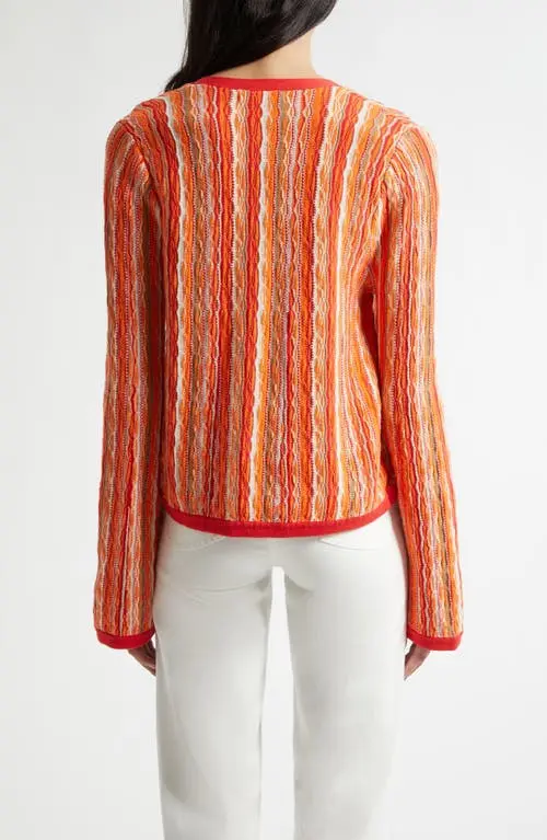Ramy Brook Daniela Stripe Cardigan - Crimson Combo Stripe