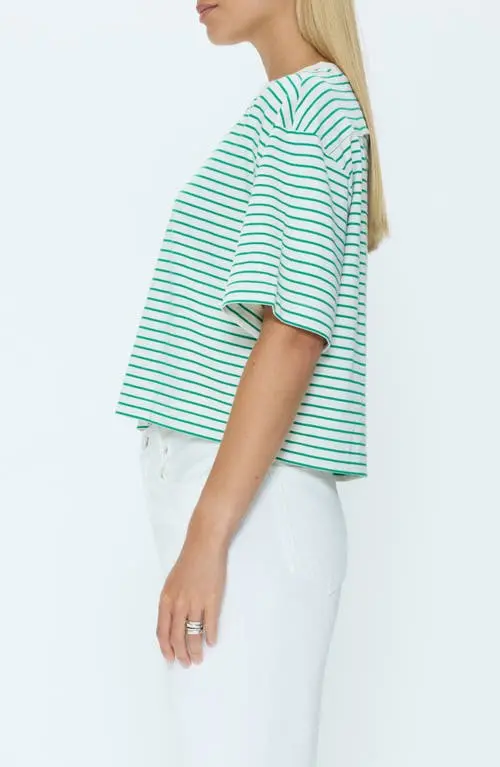 PISTOLA Mae Stripe Boxy Crop T-shirt - Vert Stripe