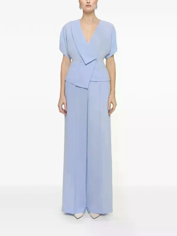 NISSA High-waisted Crepe Trousers - Blue