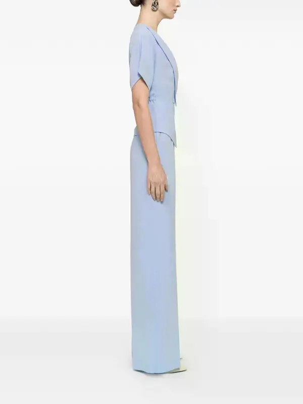 NISSA High-waisted Crepe Trousers - Blue