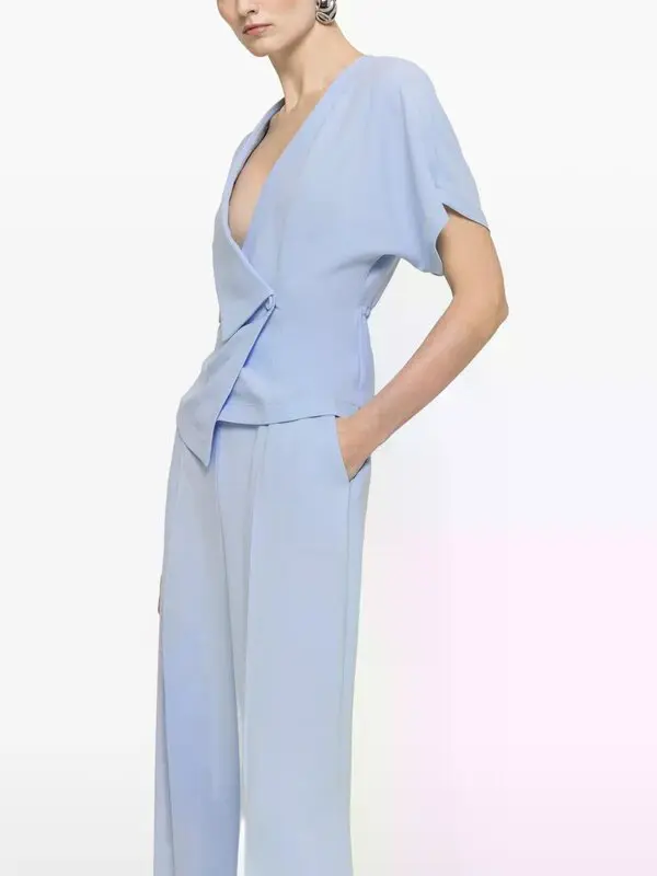 NISSA High-waisted Crepe Trousers - Blue