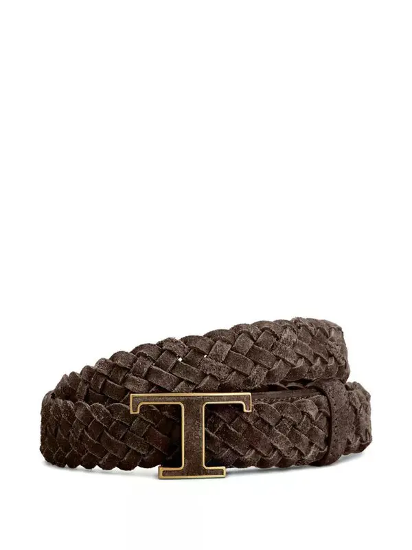 TOD'S Braided Suede Belt - Brown