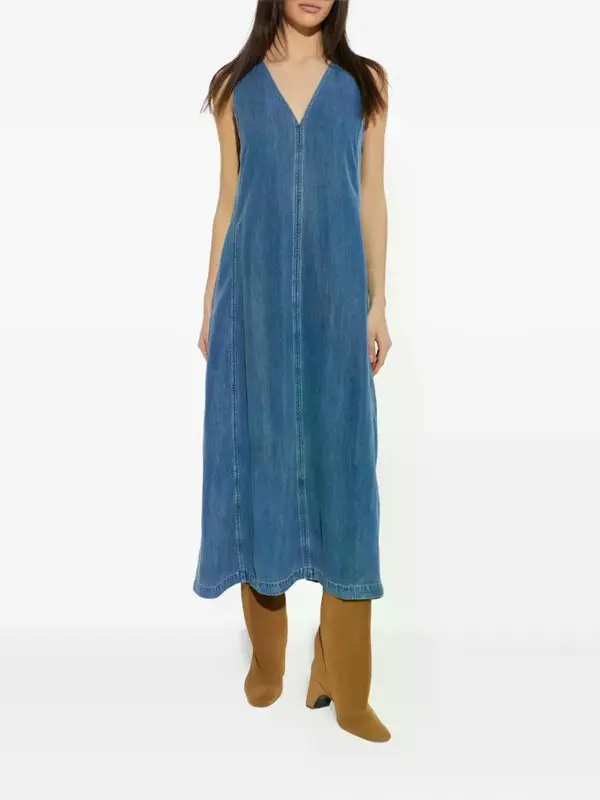 SAMSOE SAMSOE Saskylar V-neck Denim Maxi Dress