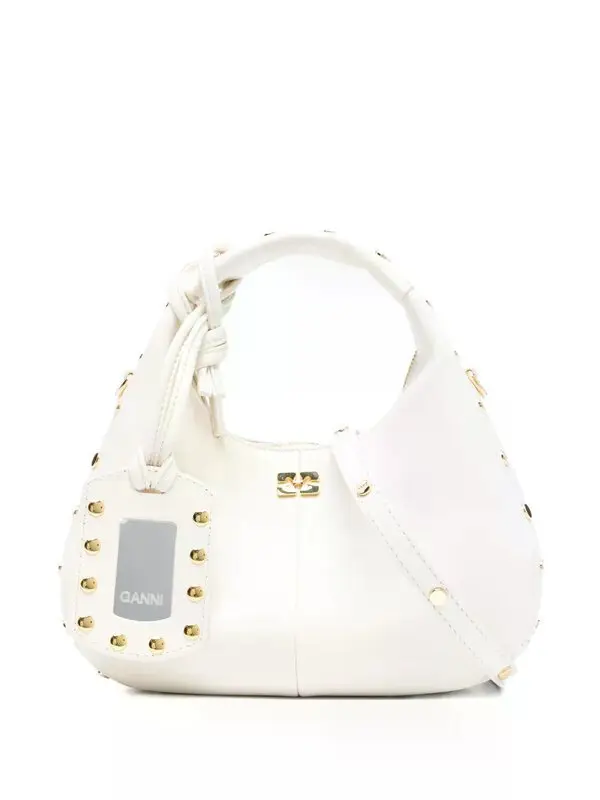 GANNI Logo-detail Studded Tote Bag - Neutrals