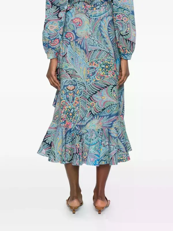 Etro Paisley Print Ruffle Skirt