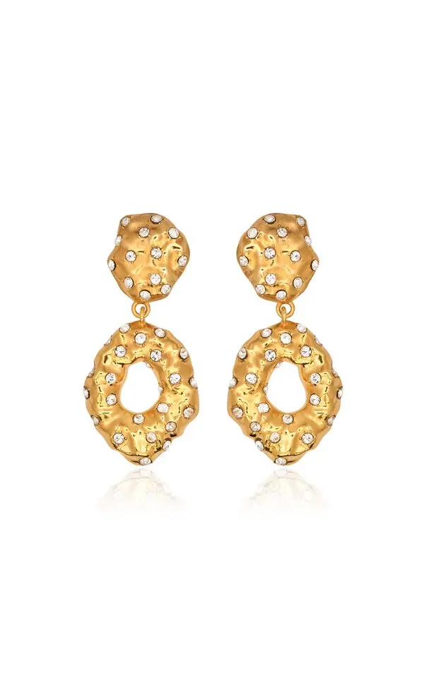 Oscar De La Renta Hammered Stone Drop Earrings - Clear