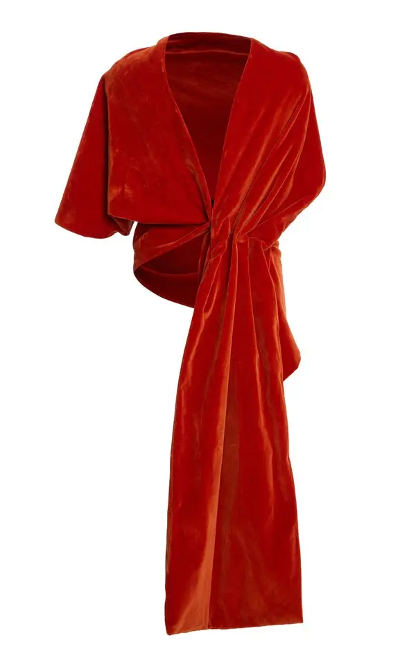 COLLEEN ALLEN Draped Cotton Velvet Shawl Top