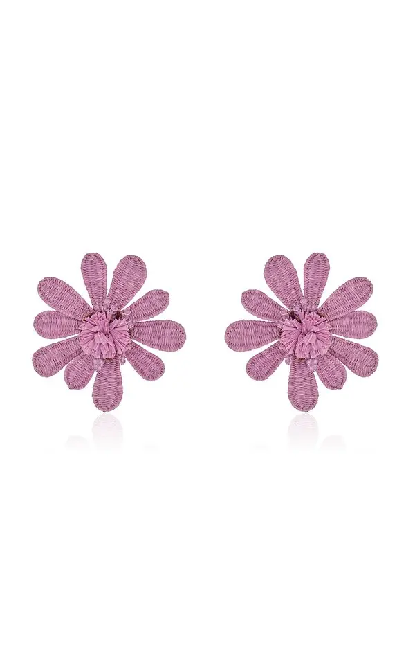 Oscar De La Renta Woven Large Flower Earrings - Purple