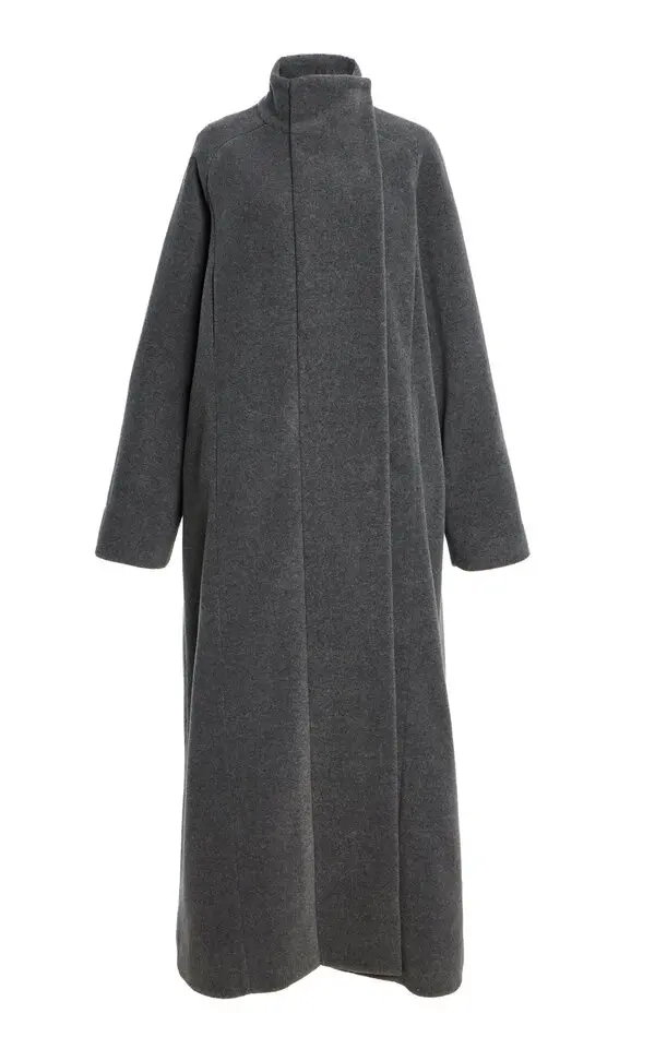 COLLEEN ALLEN High-collar Fleece Raglan Coat - Dark Grey
