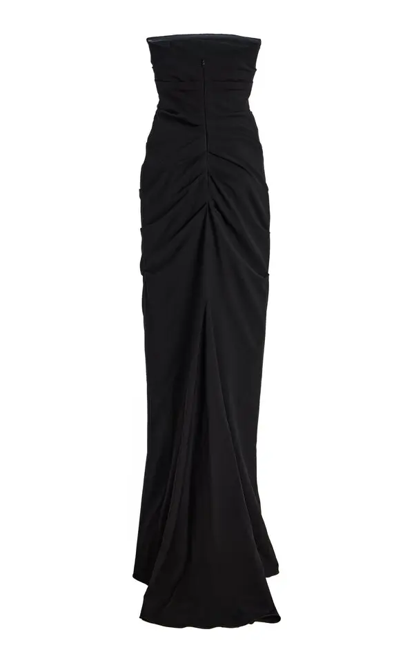 COLLEEN ALLEN Strapless Gathered Wool Maxi Dress