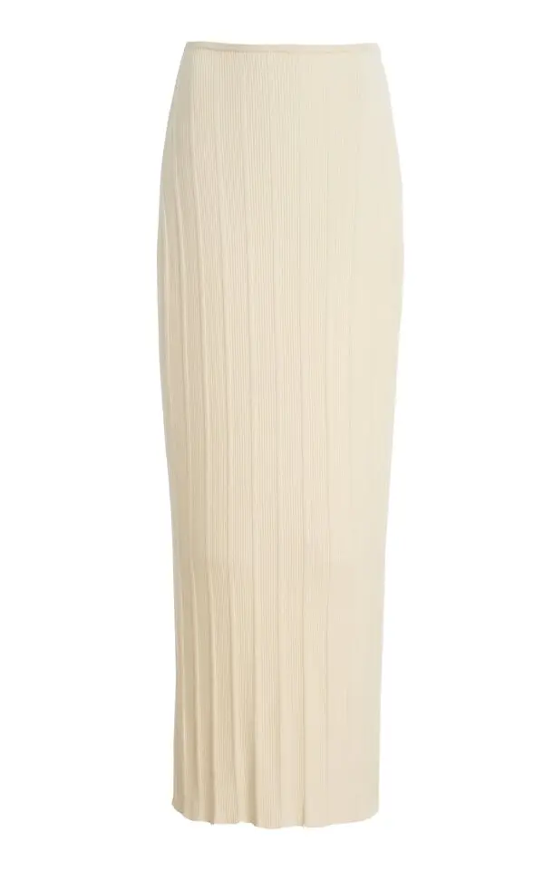 COLLEEN ALLEN Ribbed Merino Wool Maxi Skirt - Ivory