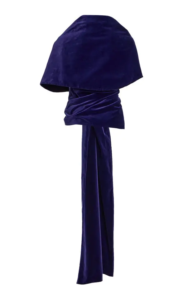 COLLEEN ALLEN Draped Cotton Velvet Wrap Top
