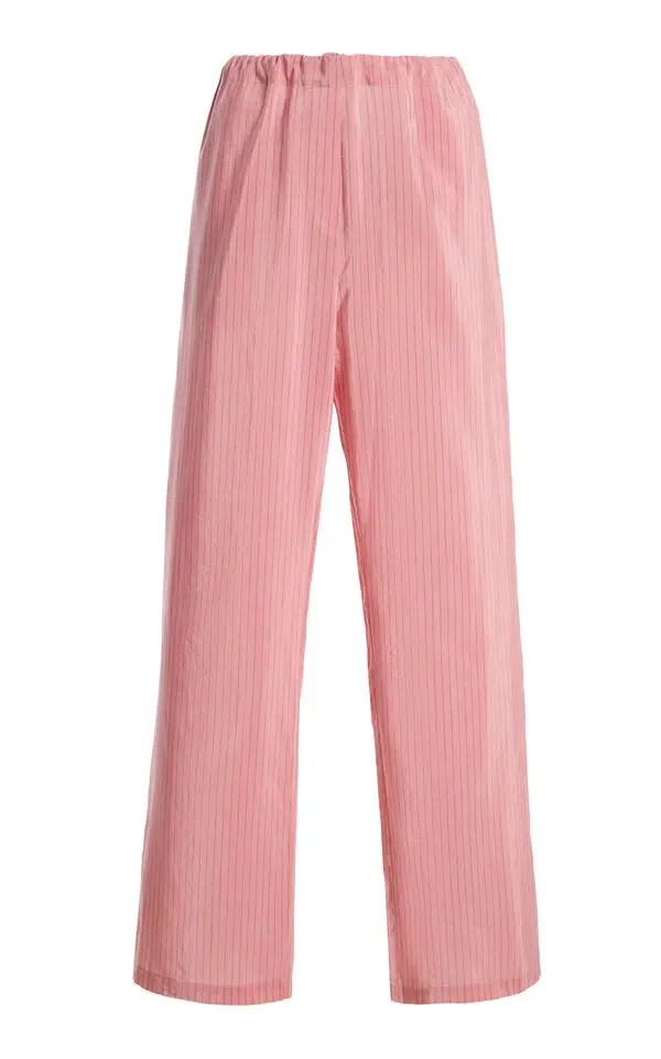 COLLEEN ALLEN Striped Cotton-silk Lounge Pants - Multi