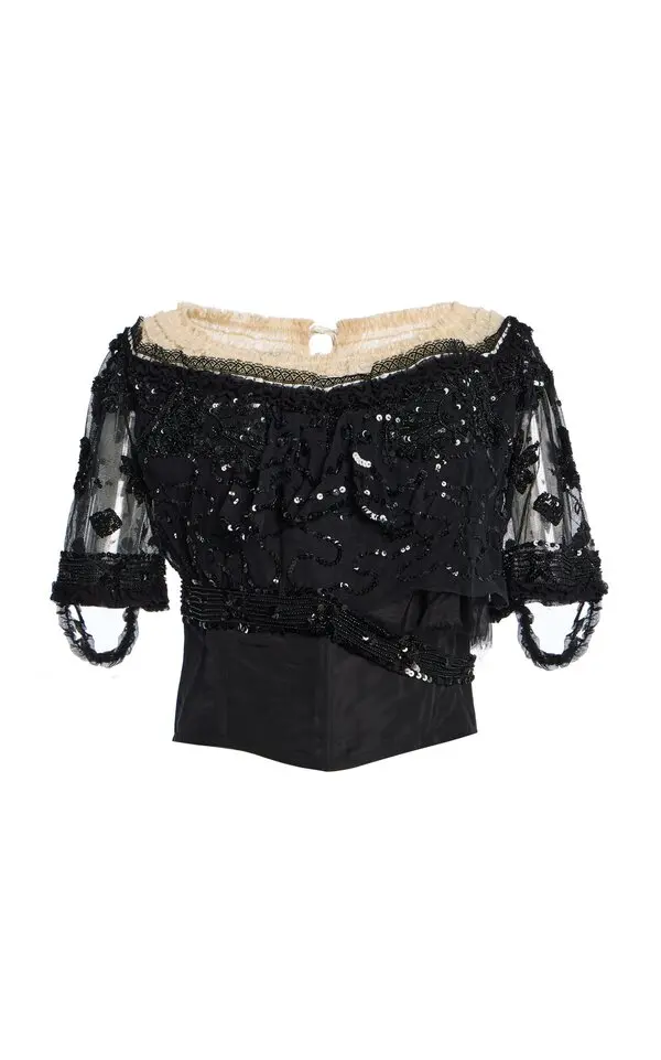 COLLEEN ALLEN Embroidered Tulle Bodice