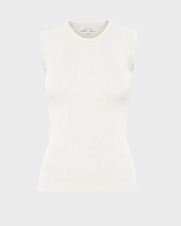 ANDIATA Griet Rib-knit Sleeveless Top - White