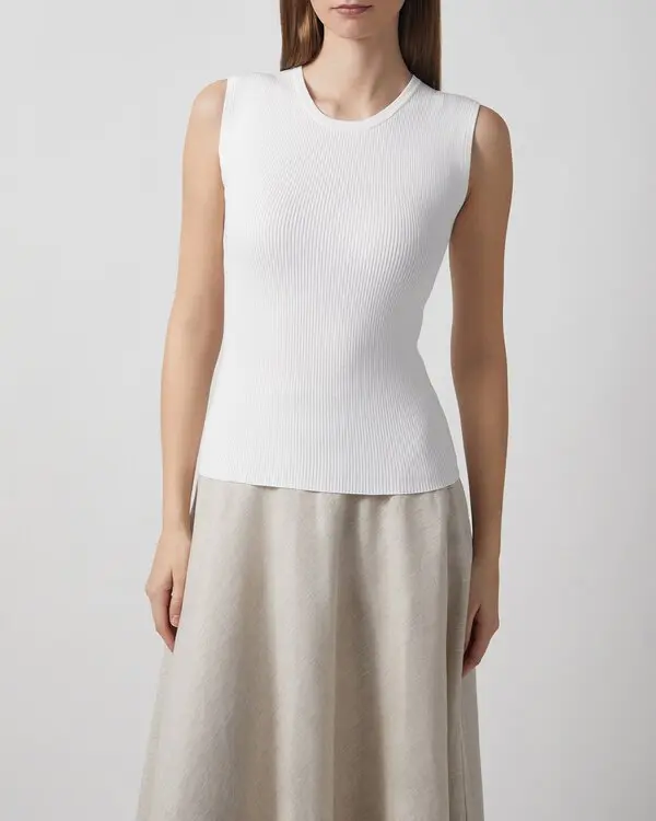 ANDIATA Griet Rib-knit Sleeveless Top - White