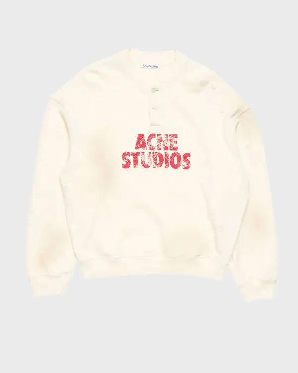 Acne Studios Fleece Logo Sweatshirt - Offwhite