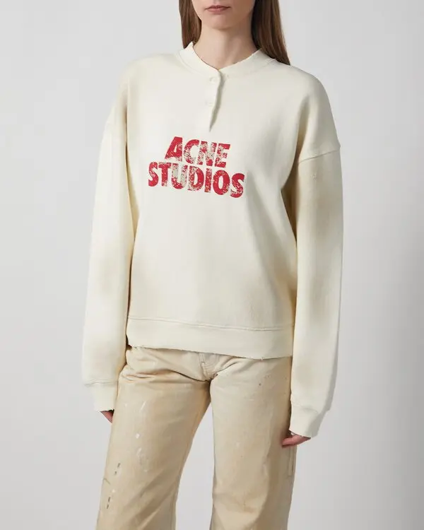 Acne Studios Fleece Logo Sweatshirt - Offwhite