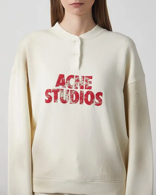 Acne Studios Fleece Logo Sweatshirt - Offwhite