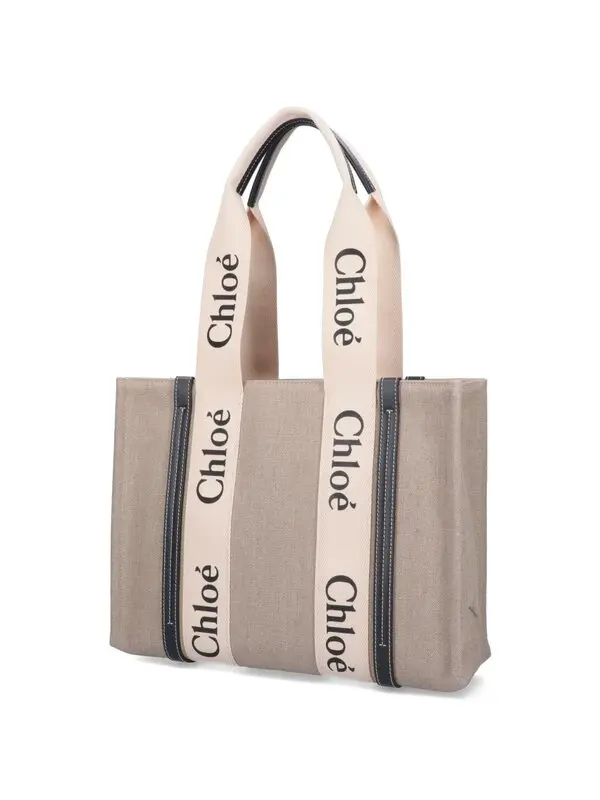 Chloé Woody Medium Tote Bag - Cream