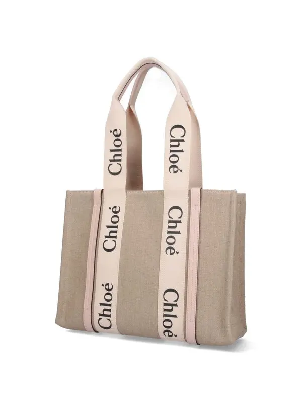 Chloé Woody Medium Tote Bag - Cream