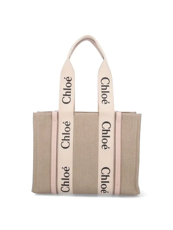 Chloé Woody Medium Tote Bag - Cream